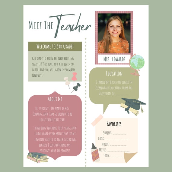 Meet the Teacher Editable Template - Etsy
