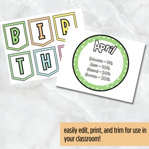 Birthday Display | Editable Birthday Chart | Classroom Printables ...