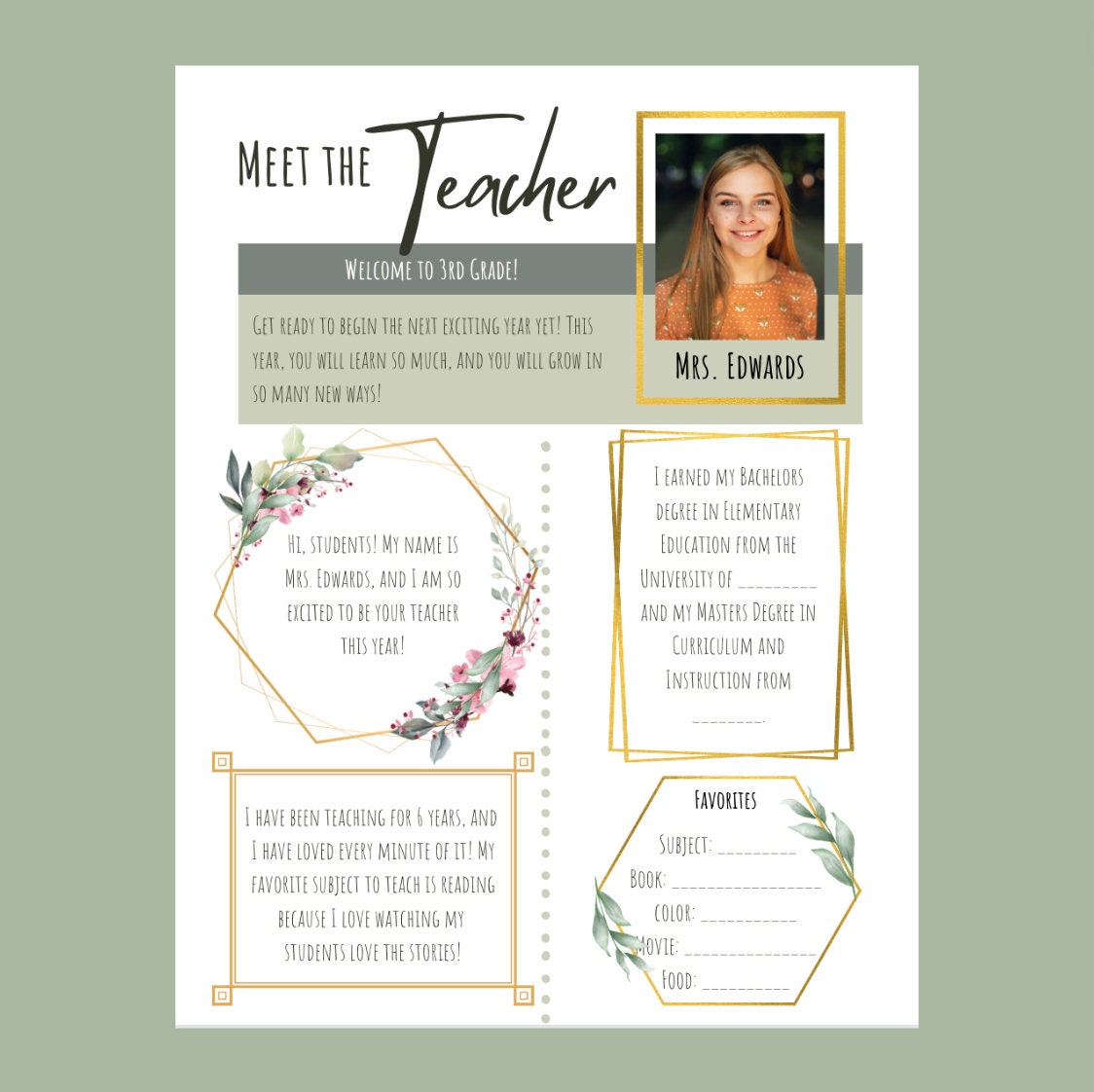 Meet the Teacher Editable Template - Etsy