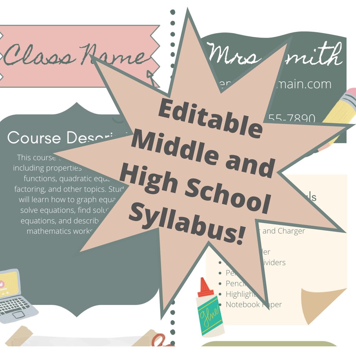 Editable Classroom Syllabus - Etsy