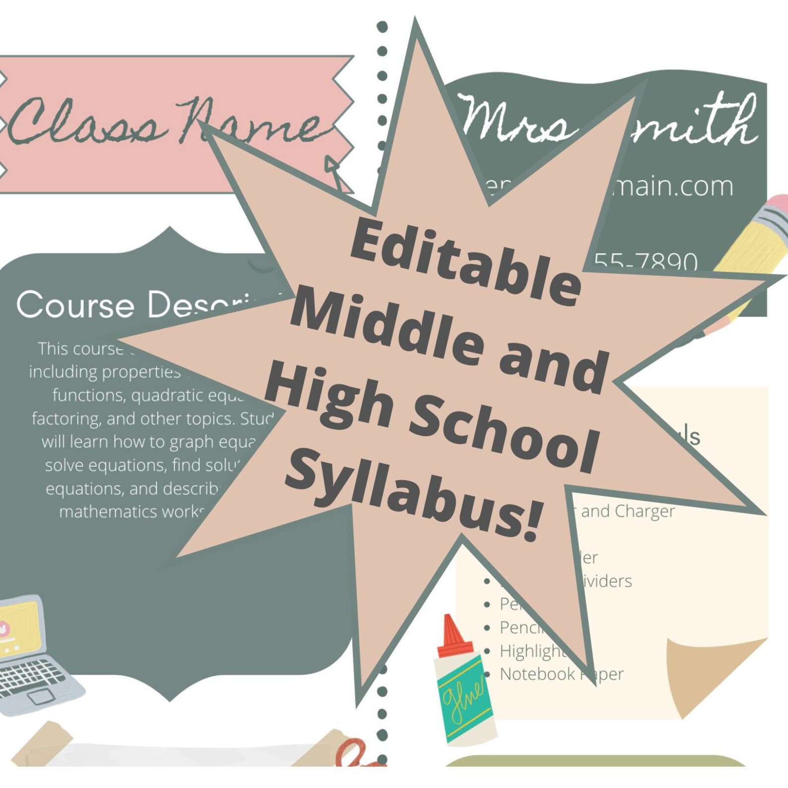 Editable Classroom Syllabus - Etsy