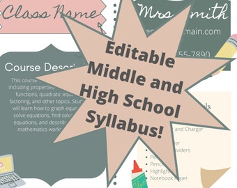 Editable Classroom Syllabus | High School | Middle School - Etsy