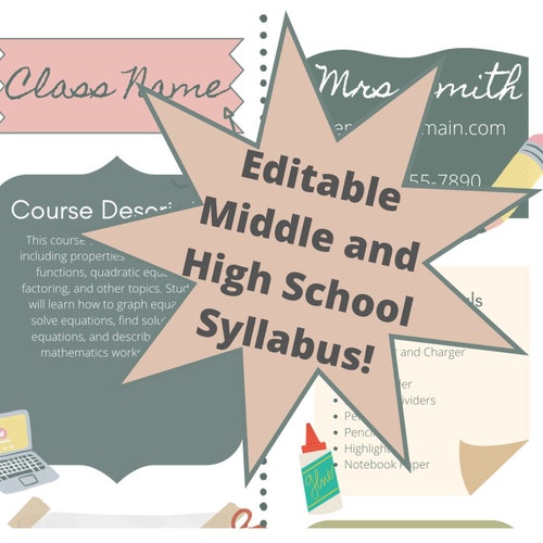 Editable Class Syllabus Visual Syllabus Template Templates - Etsy