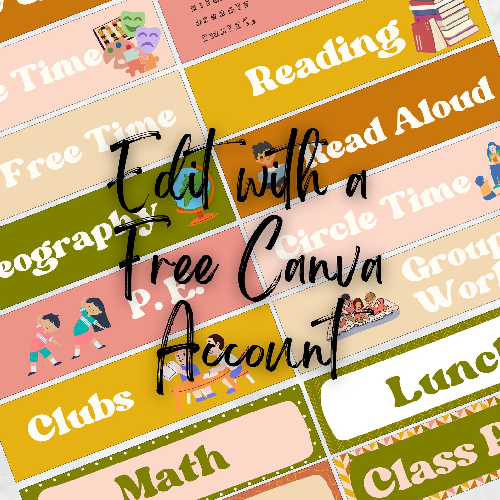 Classroom Schedule | Editable Retro Canva Template | Classroom ...