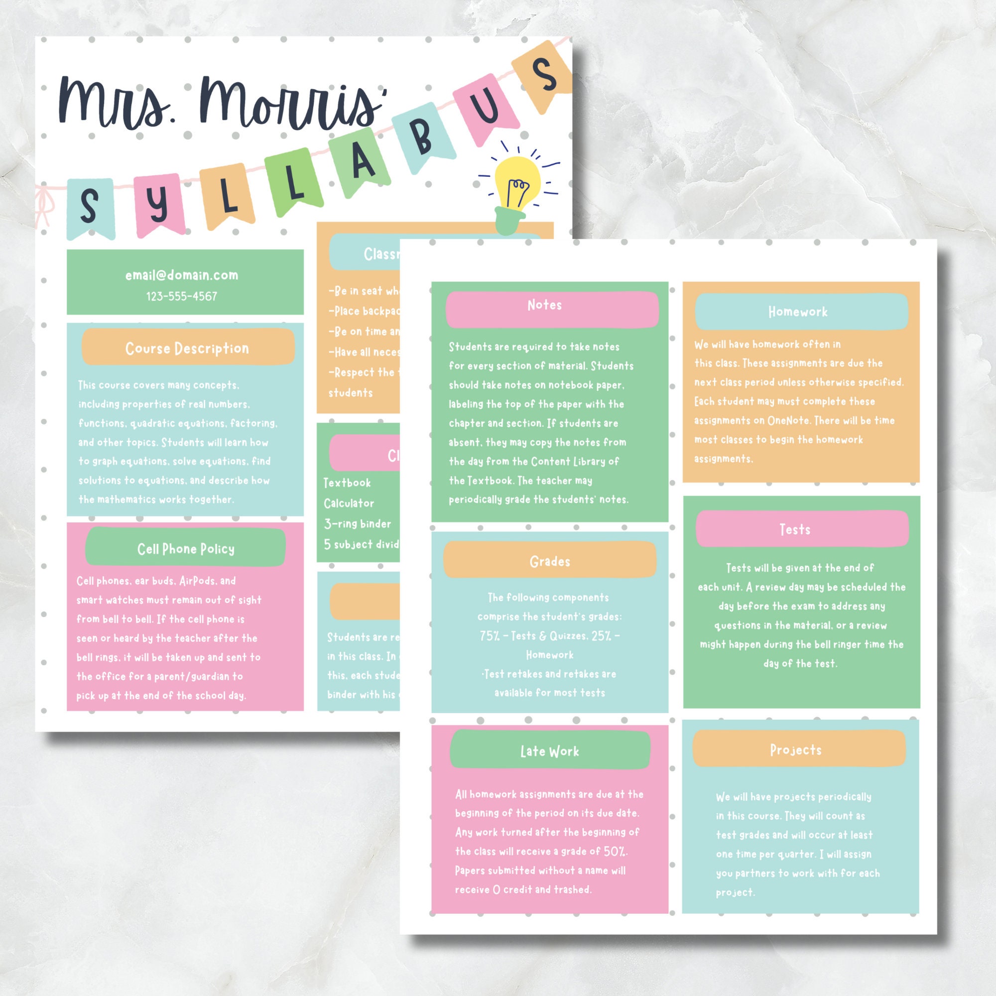 Editable Classroom Syllabus | High School | Middle School - Etsy