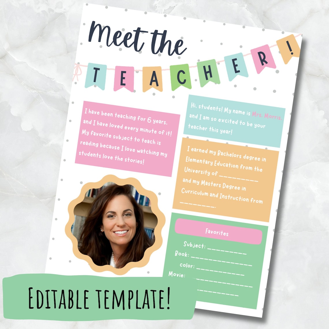 Meet the Teacher Editable Template - Etsy