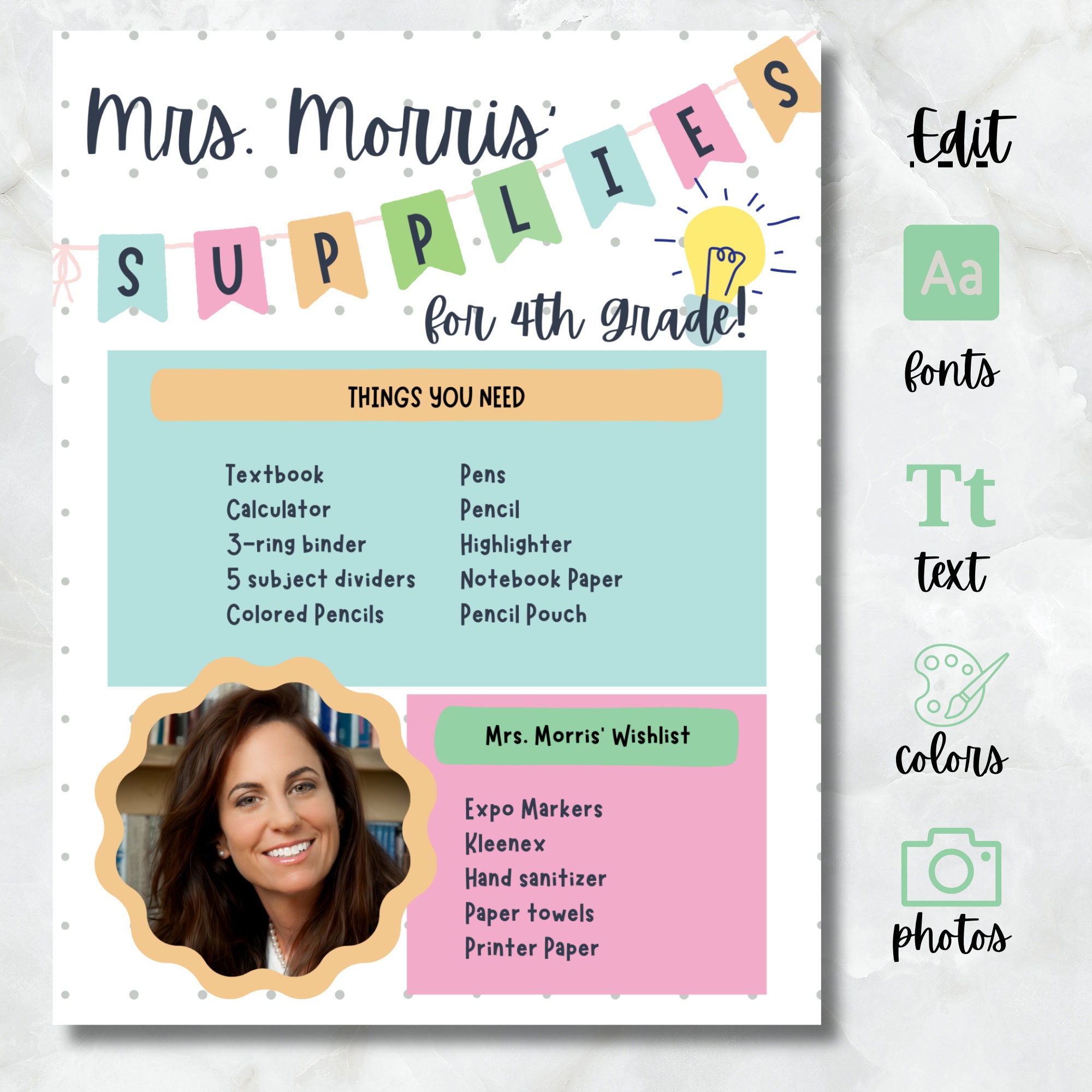 Editable School Supply List *digital Download* - Etsy