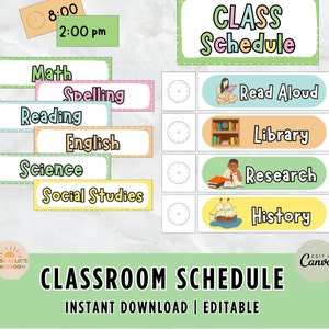 Classroom Schedule | Bright Editable Canva Template | Classroom ...