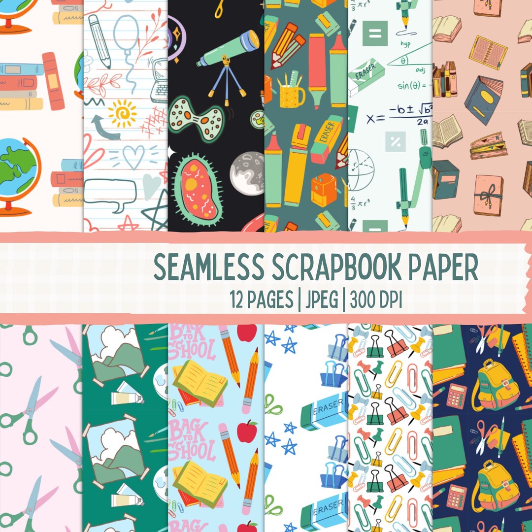 Back to School Themed Digital Paper | Digital Download | JPEG | Science ...