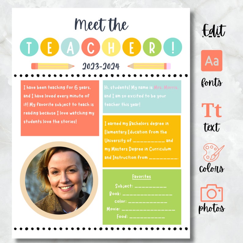 Meet the Teacher Editable Template - Etsy