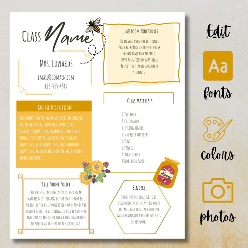 Editable Classroom Syllabus | Middle School | High School | Classroom ...