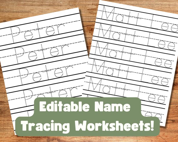Editable Name Tracing Sheet Handwriting Practice - Etsy