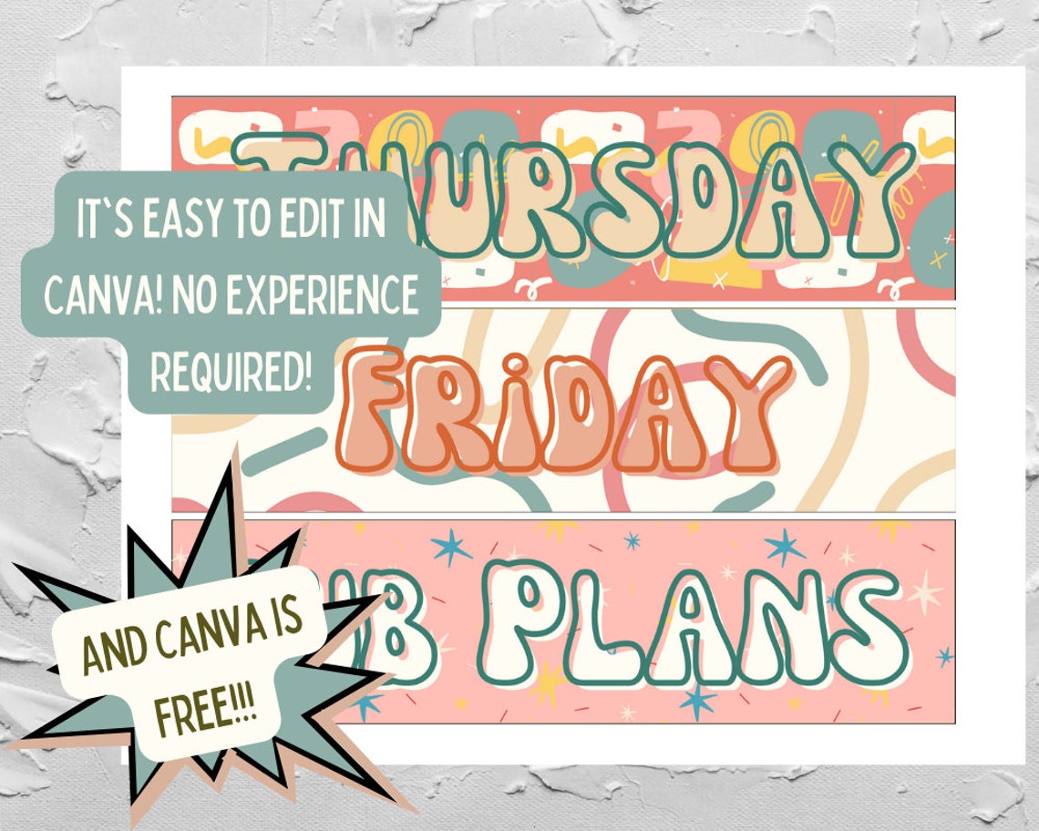 EDITABLE Rolling Cart Labels Retro Colorful Bulletin Board - Etsy