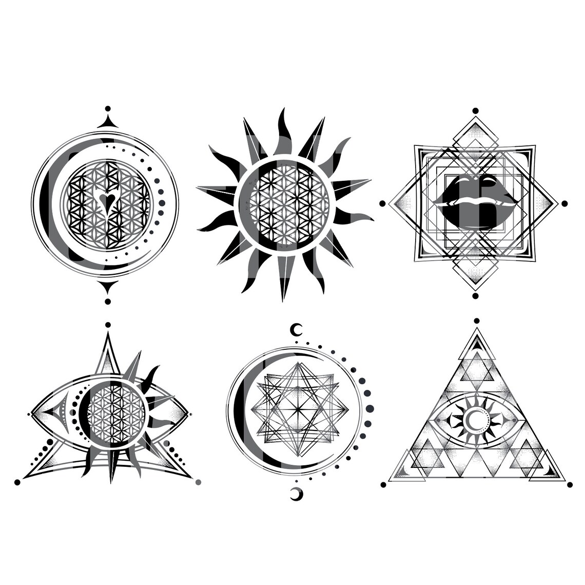 SACRED GEOMETRY VECTOR / Pack of 6 / Vector Graphic / Digital Download ...