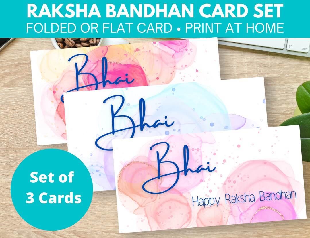 Bhai Happy Raksha Bandhan Instant Download Printable Card Set - Etsy