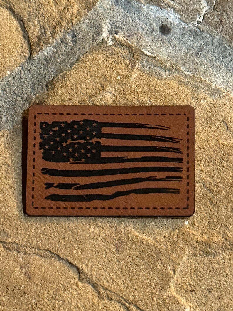 American Flag Engraved Patches, Engraved Patches for Caps, Leather Hat ...