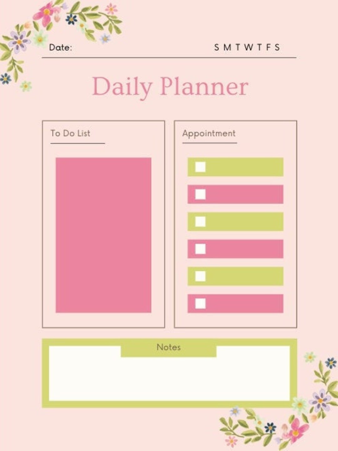 Floral Daily Planner - Etsy