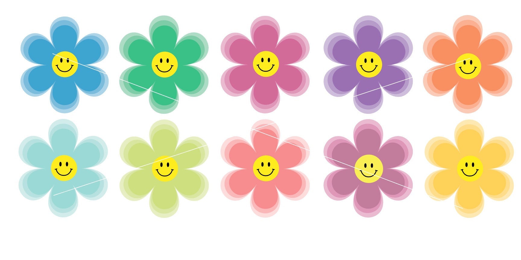 Smiley Face Flowers PNG File - Etsy
