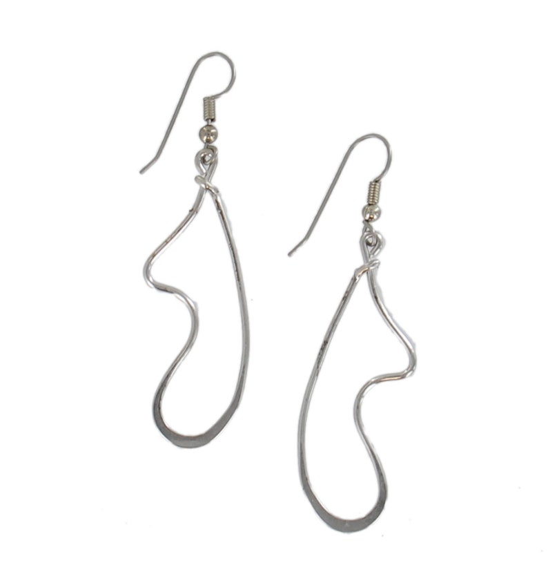 Kim Craftsmen Abstract Silver Tone Wire Dangle Earrings | 2.625 Inches ...