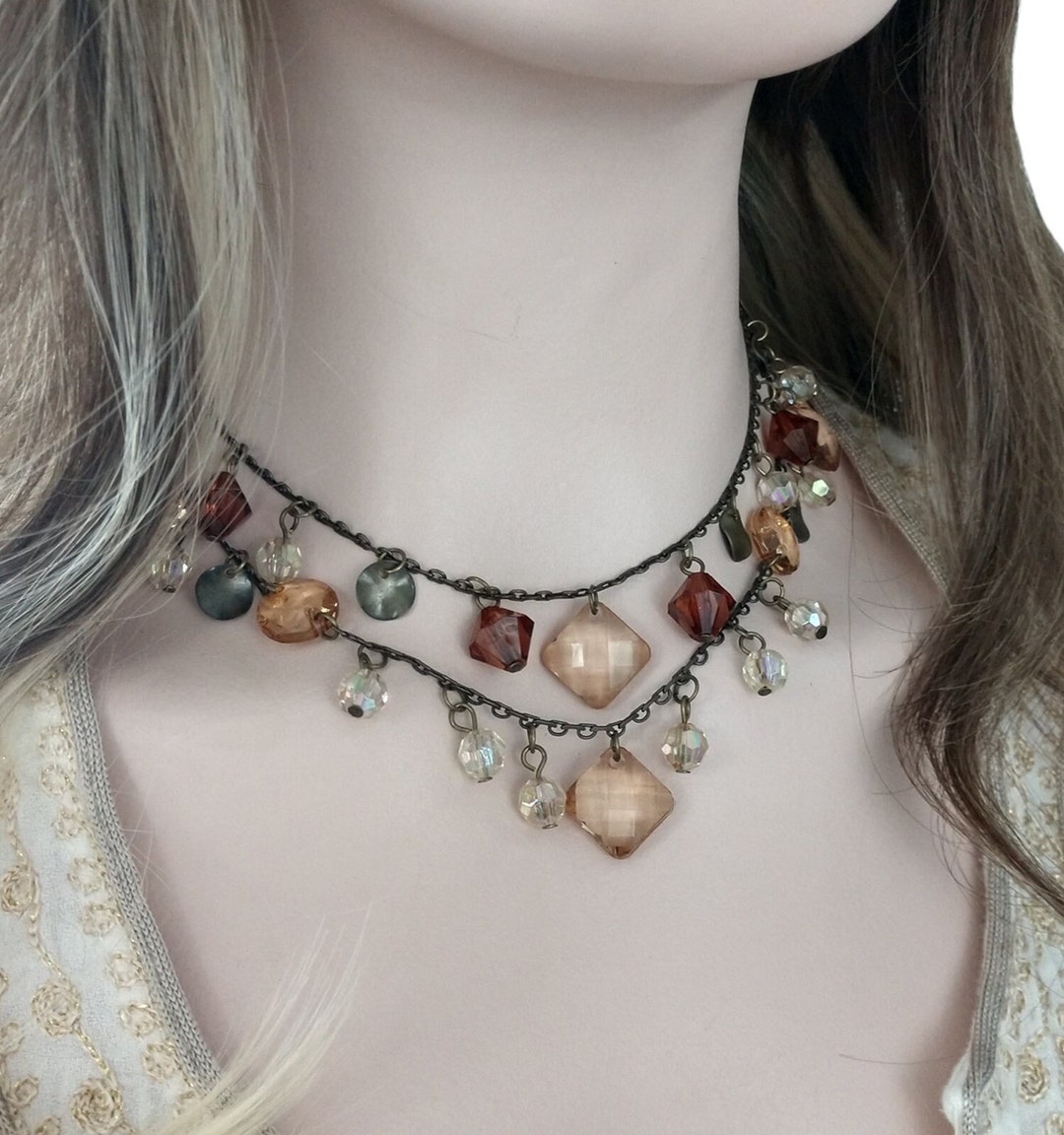 Premier Designs Multi Strand Multi Color Faux Crystal Jewel Beaded ...