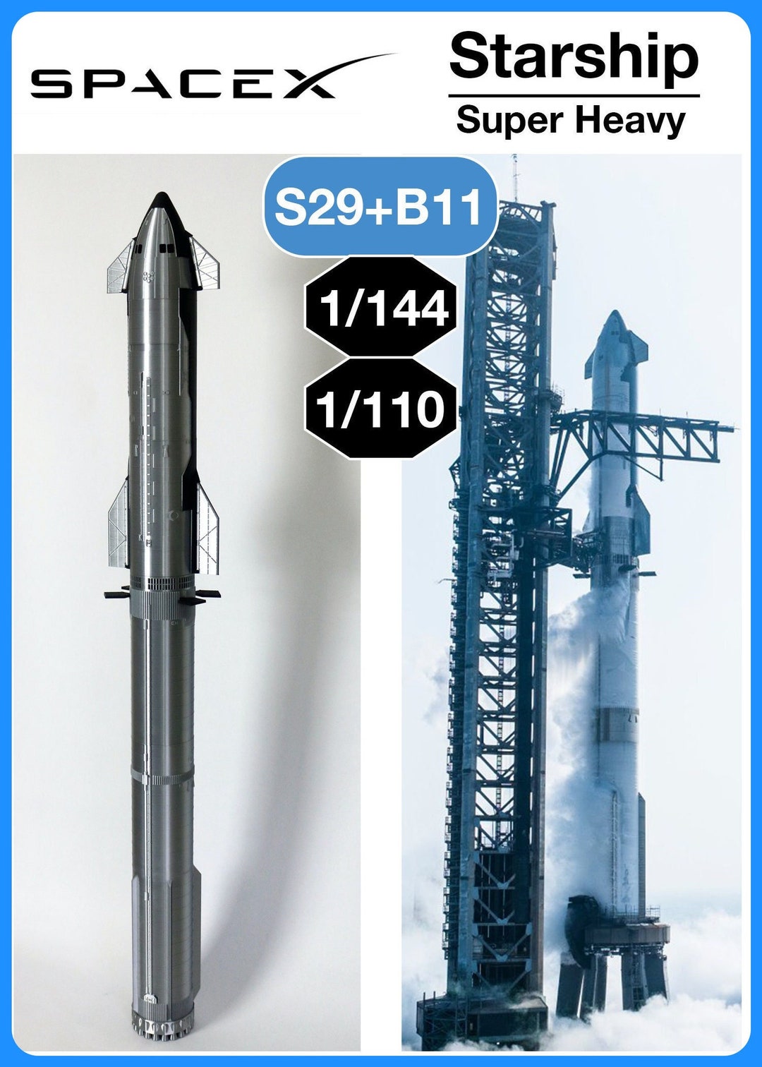 Spacex Starship & Superheavy S29+B11 | Scale Model - 114 Cm - 45 In ...
