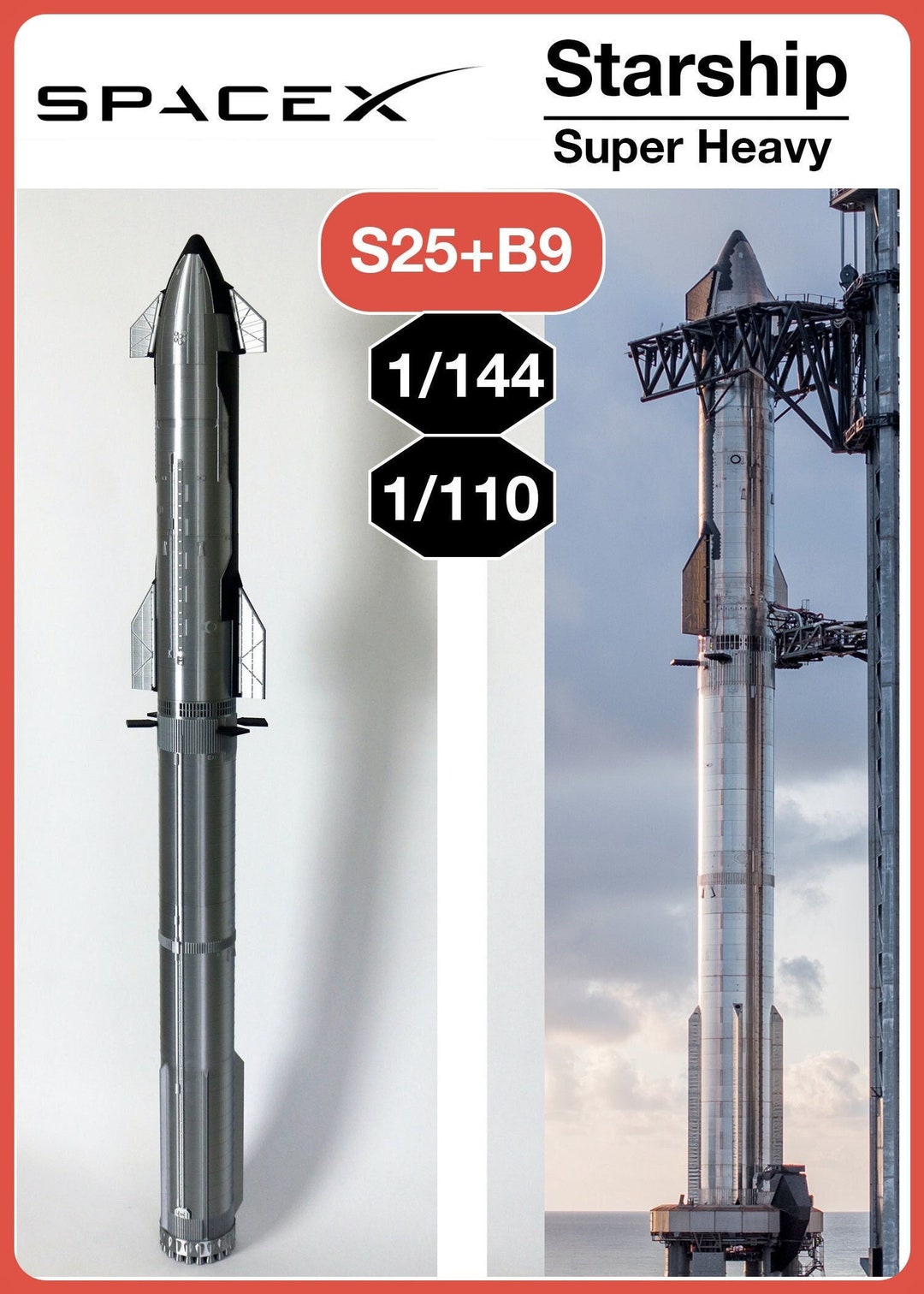Buy Spacex Starship & Superheavy S25+B9 | Scale Model - 114 Cm - 45 In ...