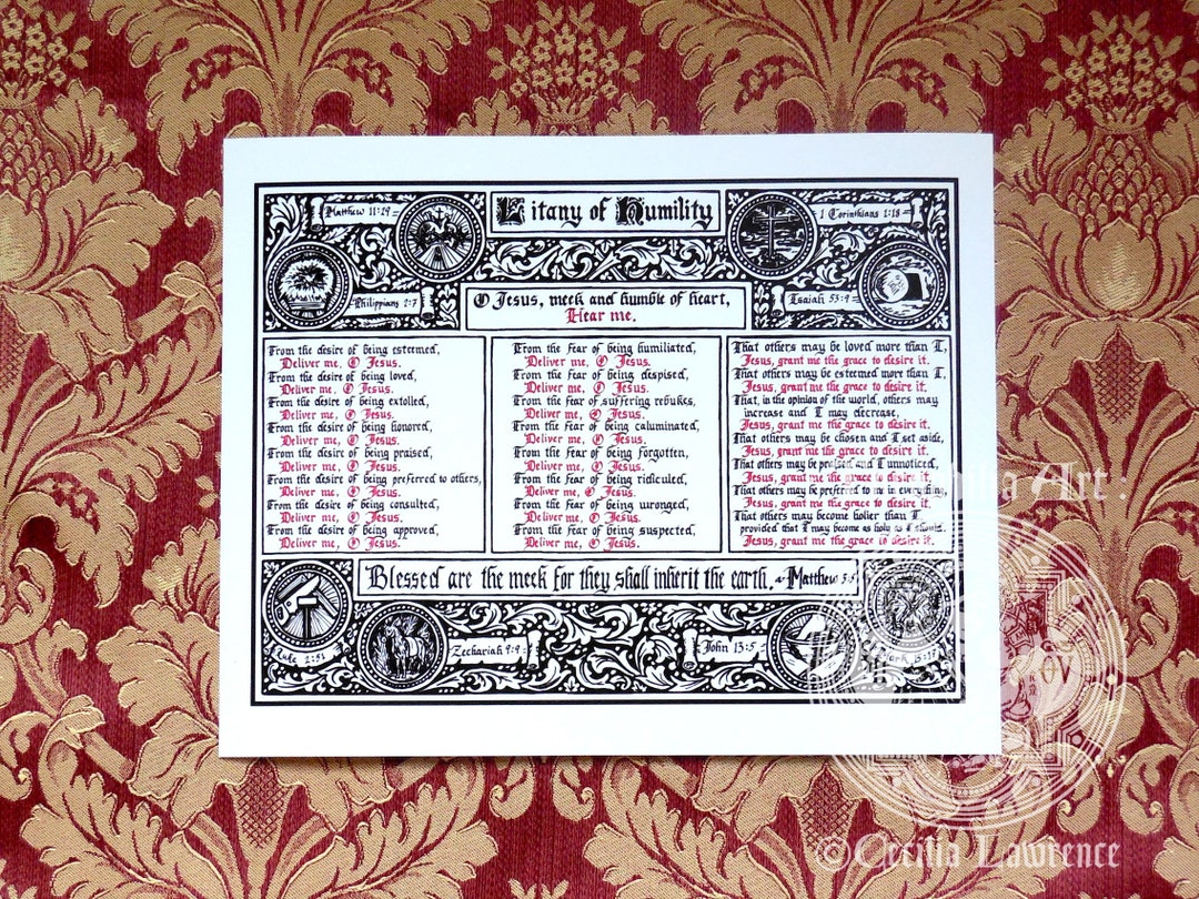 Litany of Humility Prayer - Theophilia Catholic Artwork Art Print ...