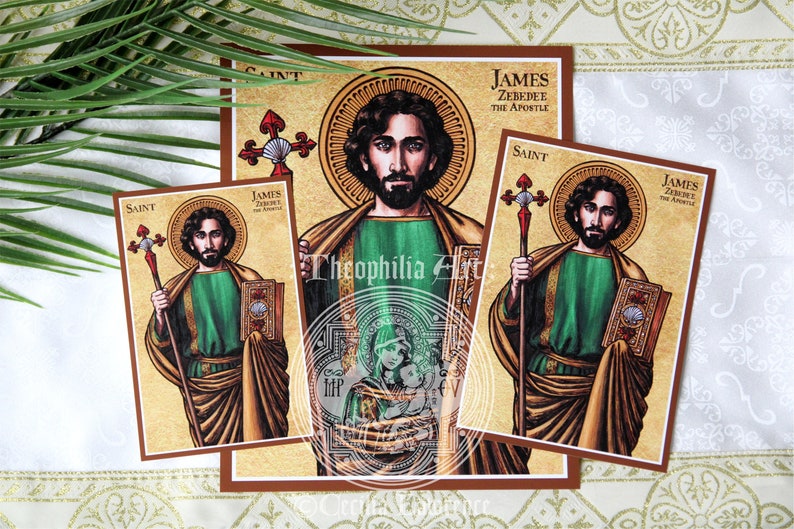 Saint James the Greater Zebedee Apostle - Catholic Icon Art Print ...