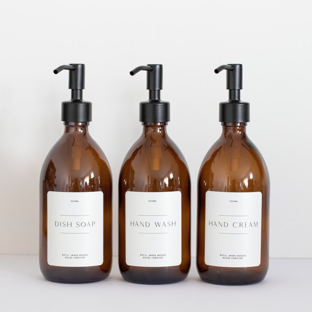 Amber Glass Bottle 500 ML Labelled Glass Bottle Matt Black Pump ...