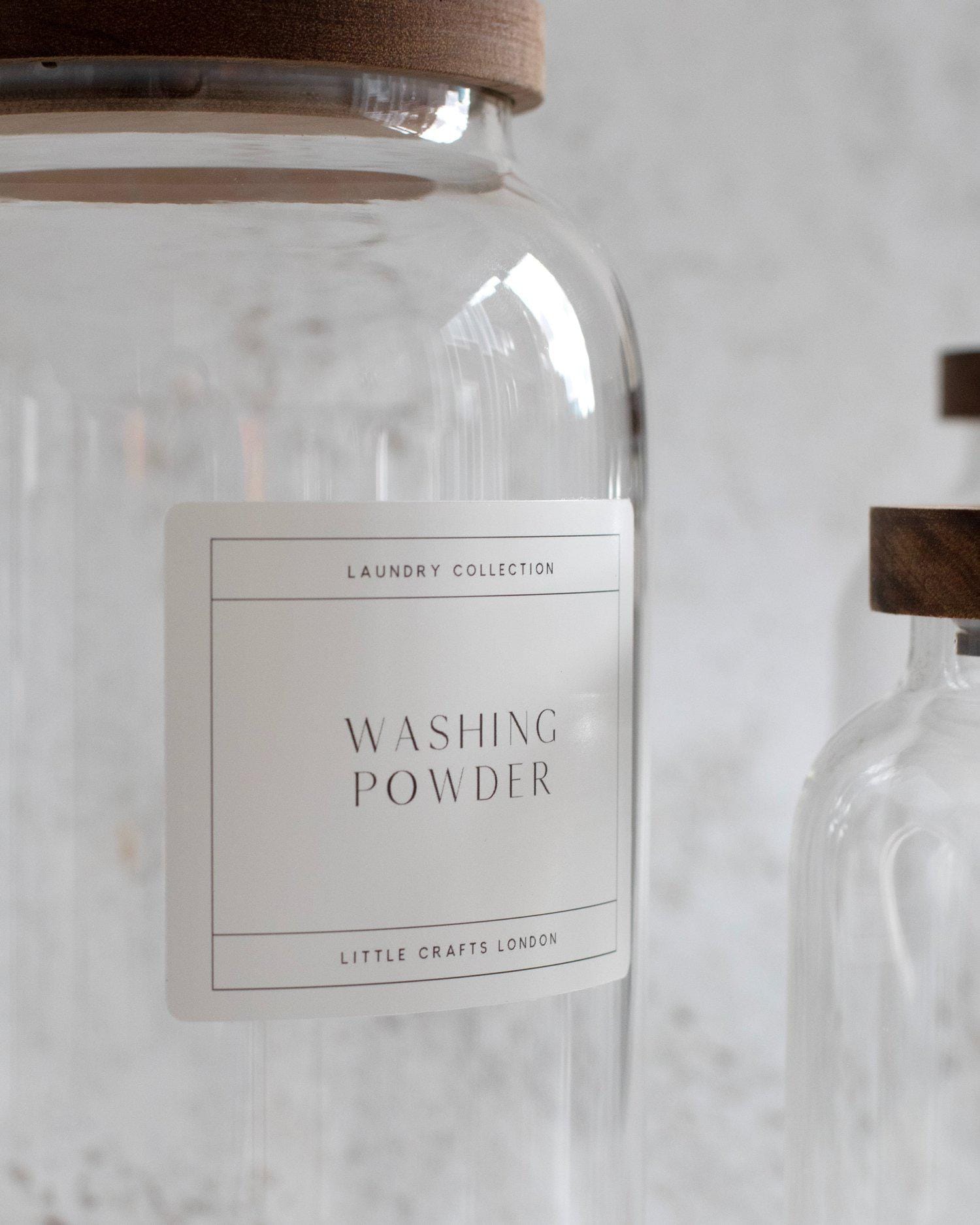 Set of 3 Acacia Large Laundry Jars | Six Stickers Included | Laundry ...
