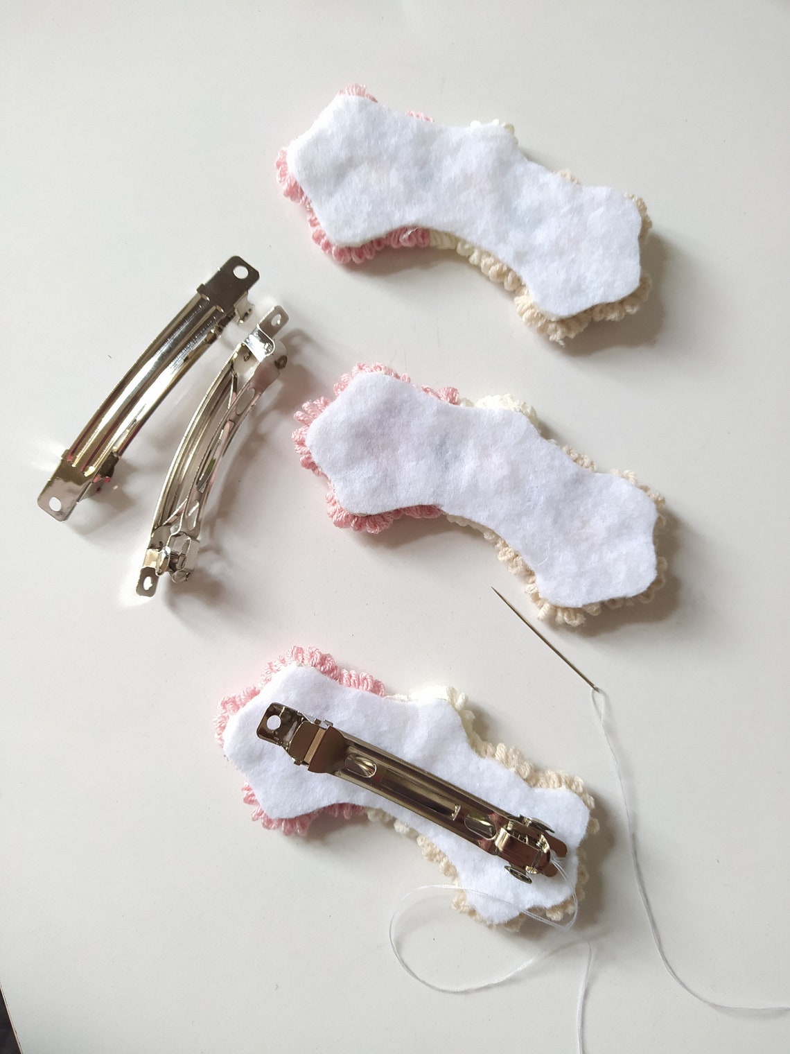 Punch Needle Buckle , Pink Flower Hair Clip, Women Hair Clip, Hand ...