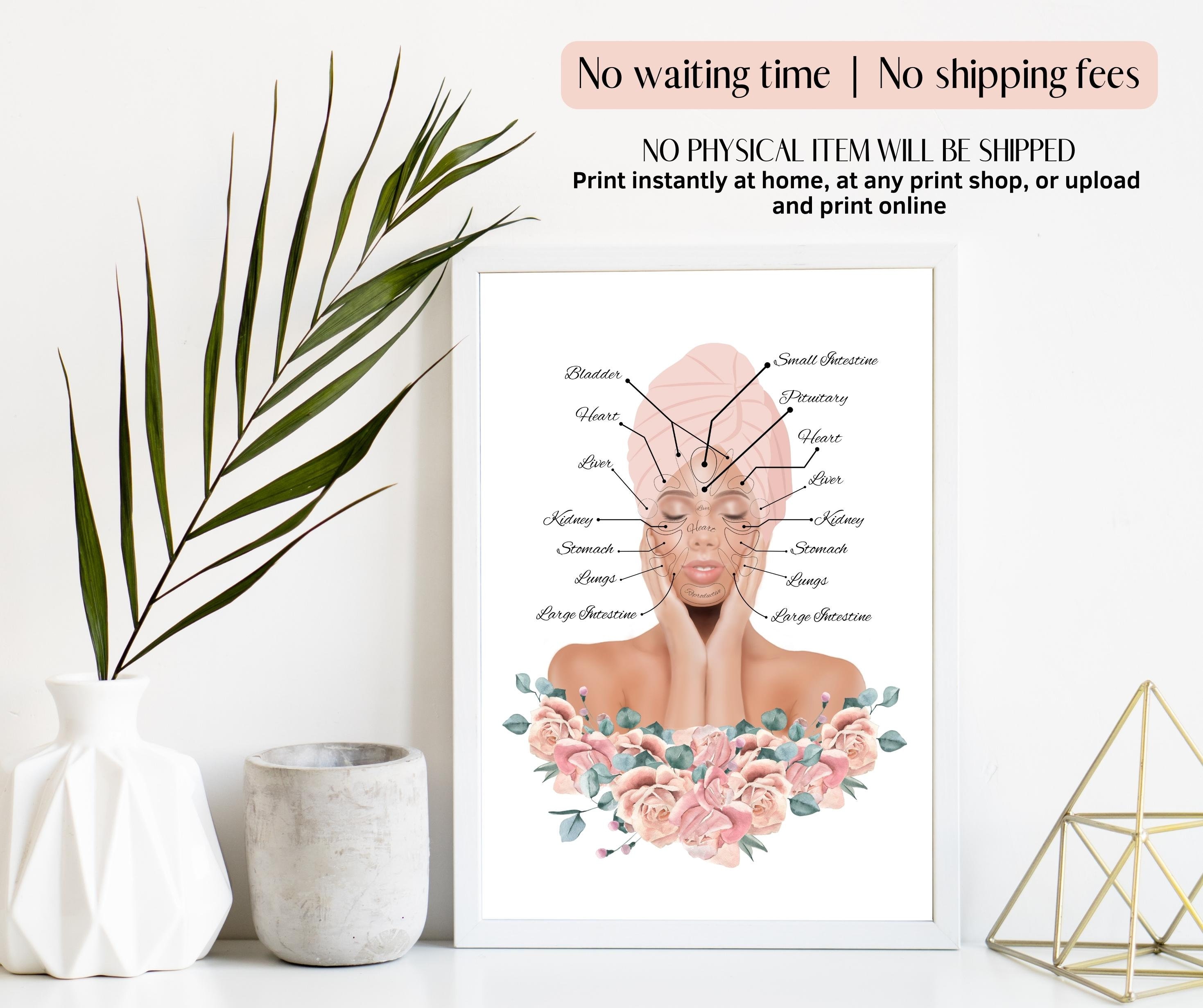Face Reflexology Chart, Reflexology Prints, Acupuncture Art, Massage ...