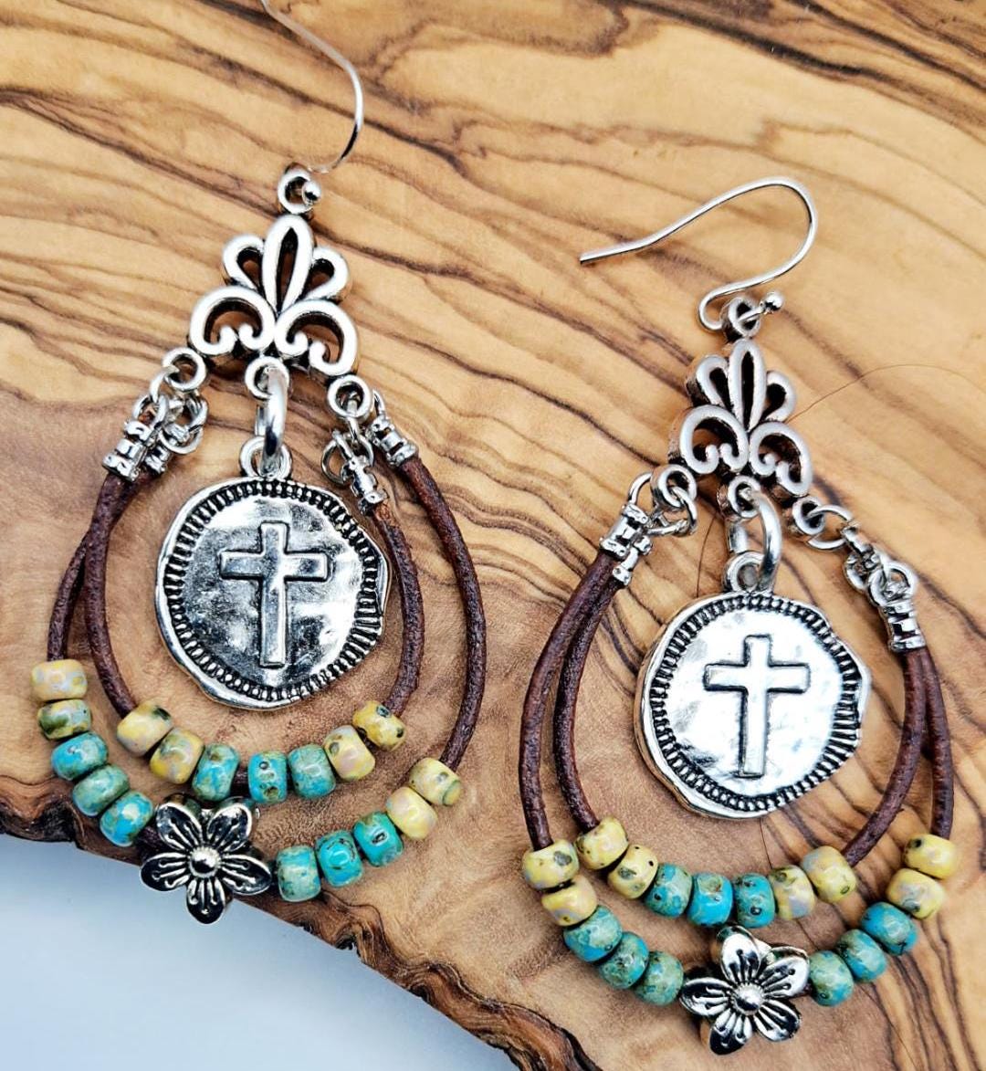 Christian Cross Earrings-crucifix Charm Cross Jewelry, Bible Faith ...
