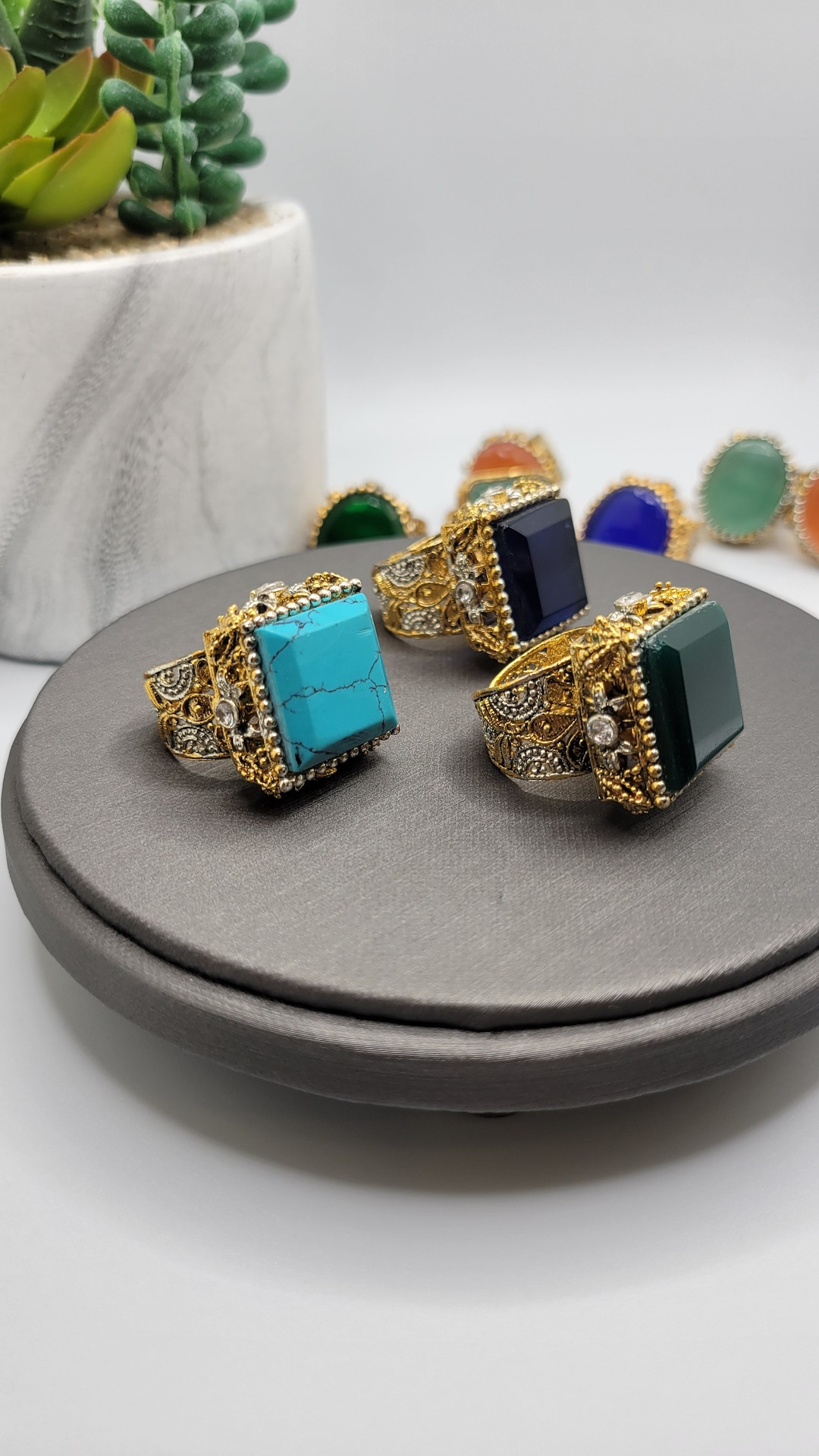 Turkish Rings/pakistani Rings/stone Rings - Etsy