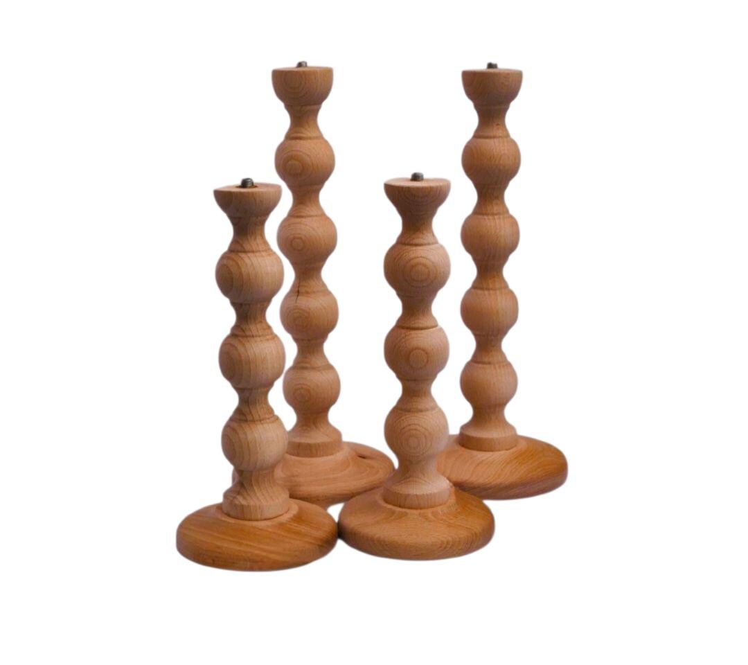 Small Beech Bobbin Lamp, 28cm Tall, 33cm When Wired, Ready to Paint ...