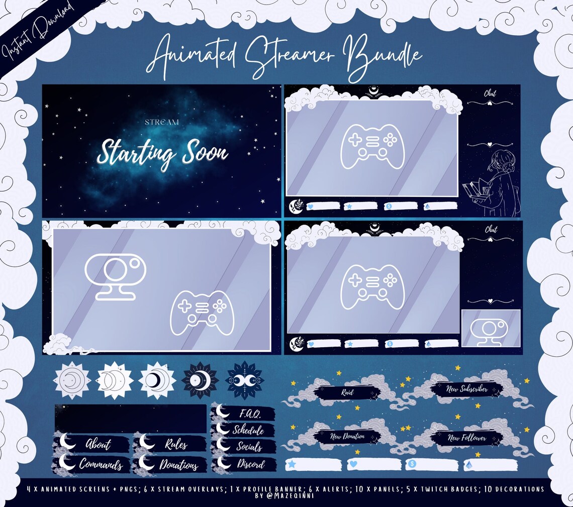 Animated Twitch Overlay starry Night Bundle - Etsy