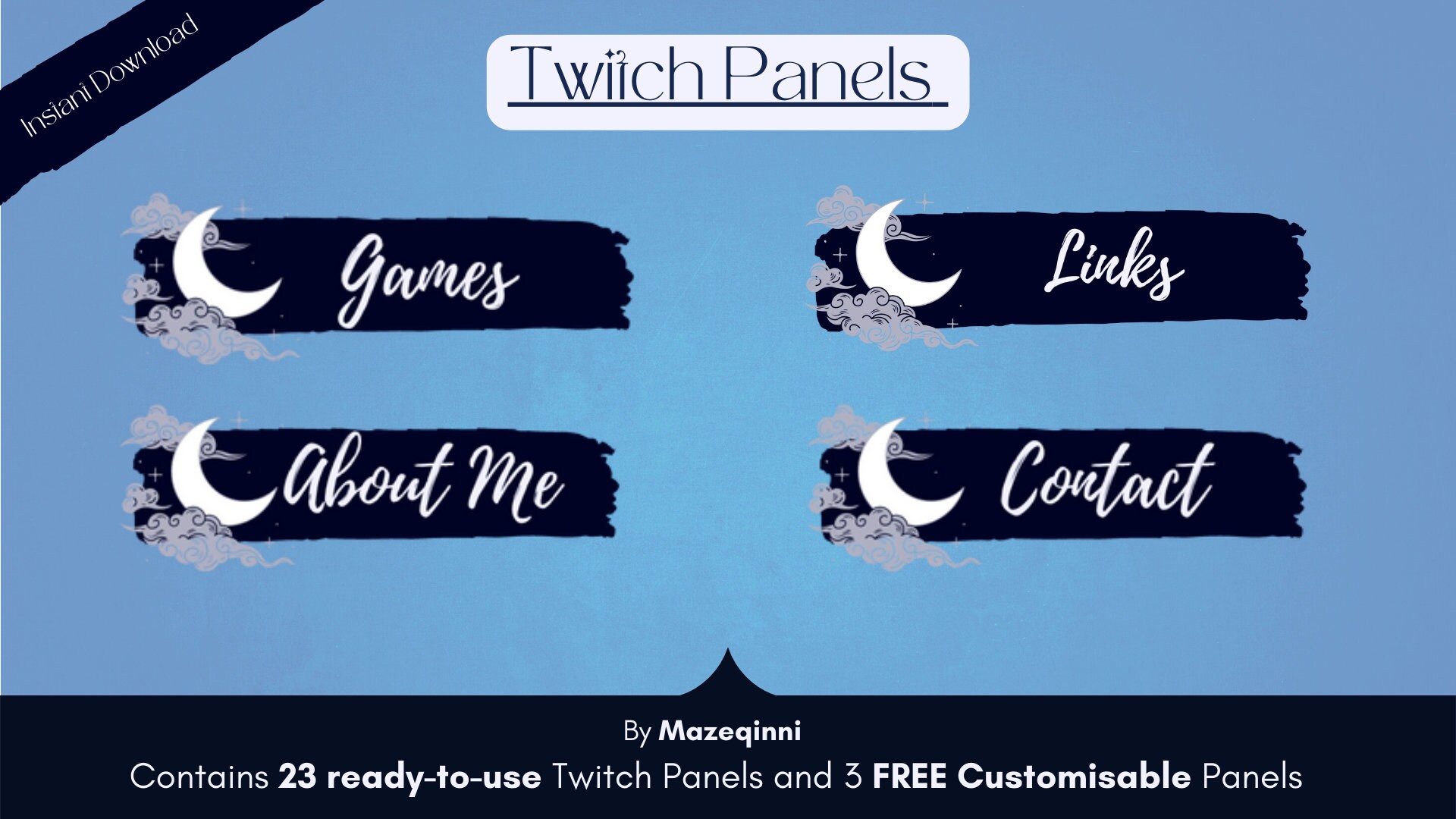 Twitch Panels Ready-to-use starry Night Bundle Clouds Moon and Stars ...