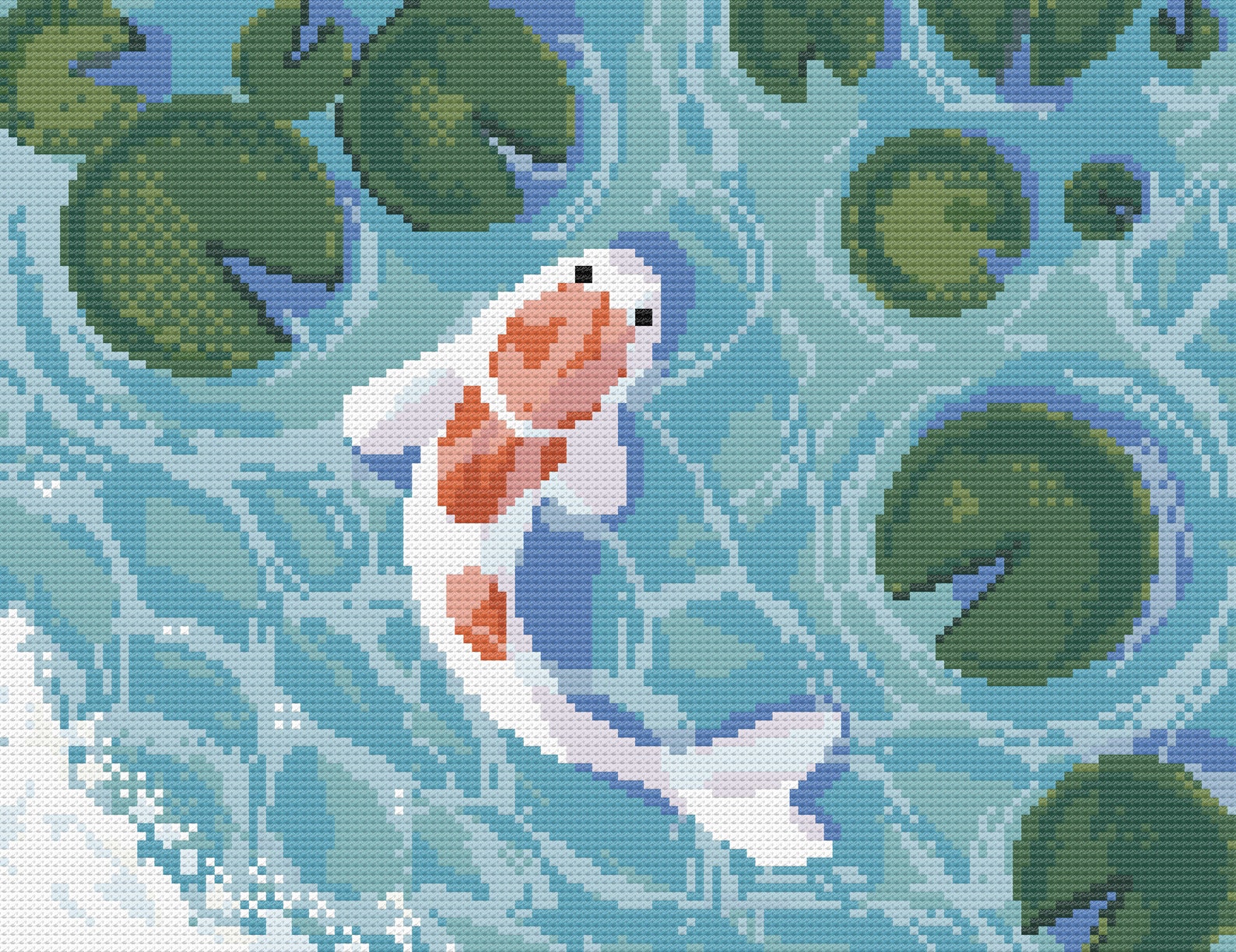 Pond Life - Pixel Art - Koi Fish - Cross Stitch Pattern PDF - Etsy