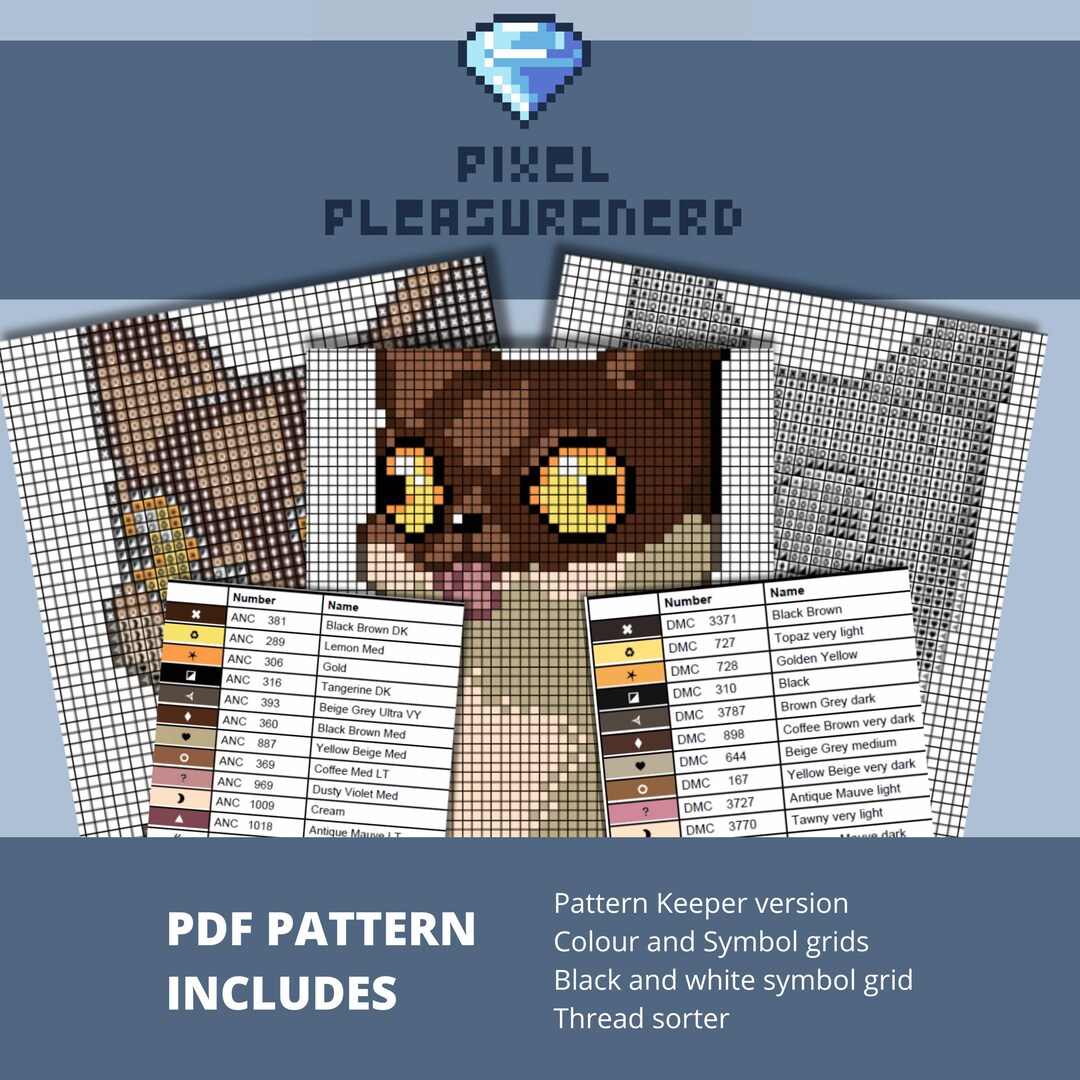 Derpy Cat Cross Stitch Pattern PDF Cute Animal Crossstitch Digital ...