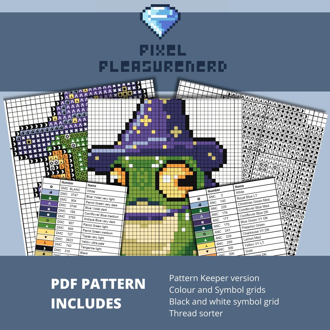 Derpy Wizard Frog Cross Stitch Pattern PDF Dungeons and Dragons D&D ...