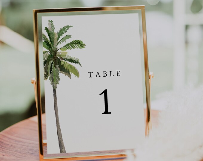 Monstera Editable Table Numbers, Printable Tropical Greenery Wedding ...