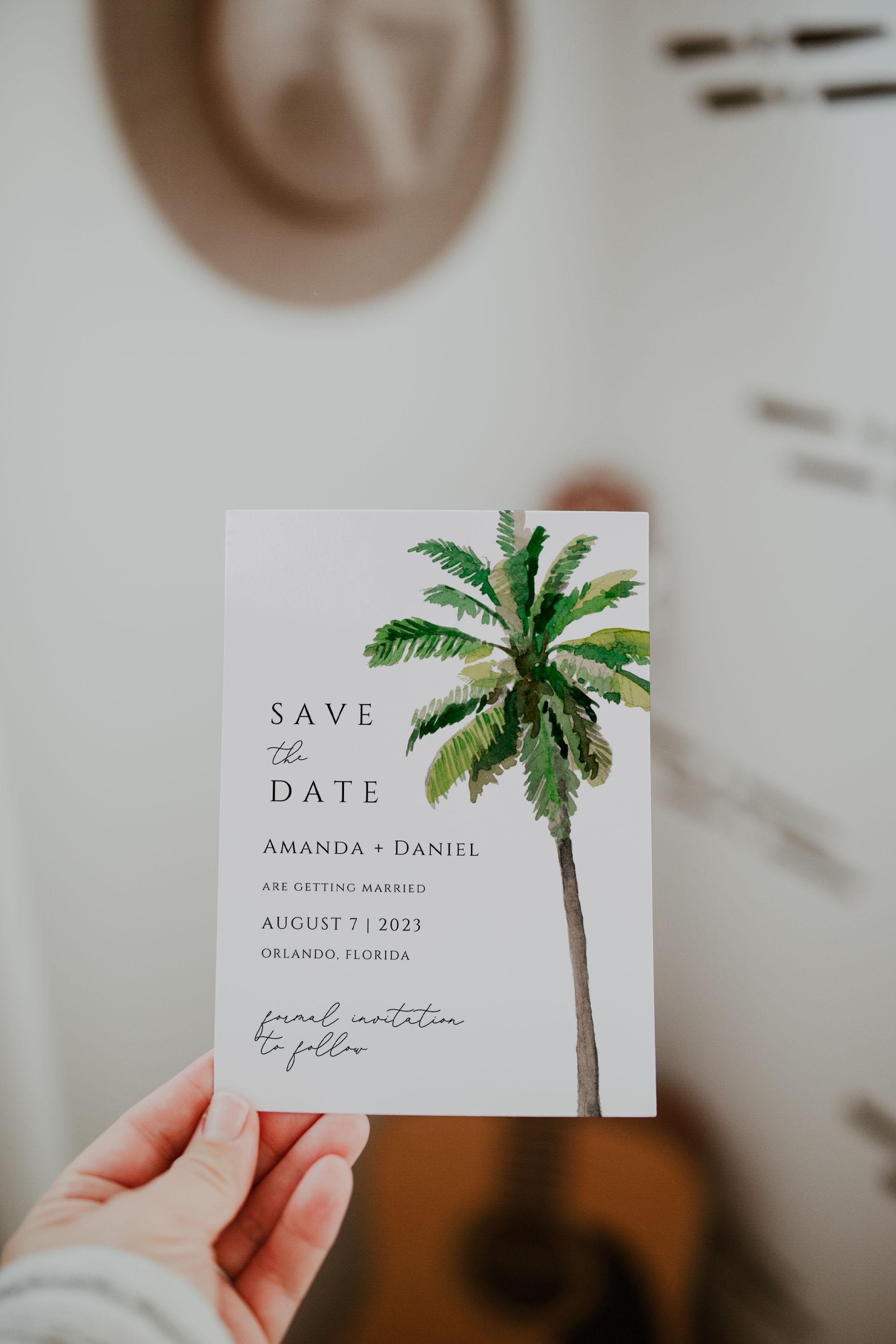 Palm Tree Save the Date Template, Beach Save the Date, Tropical Save ...