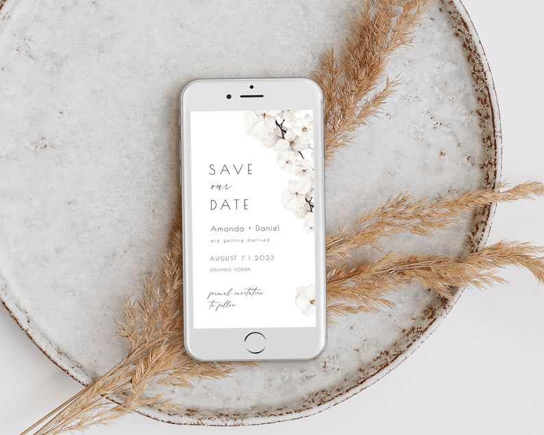 Electronic Save the Date Template Boho Text Message Save the - Etsy