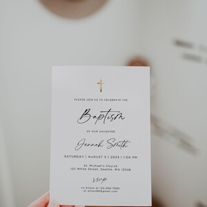 Modern Minimalist Baptism Invitation Template, Simple Baptism ...