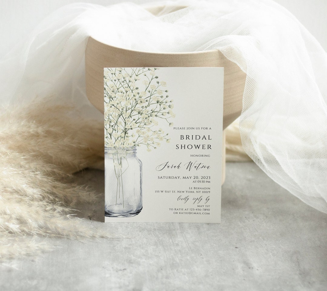 Floral Rustic Bridal Shower Invitation Instant Download White Flowers ...