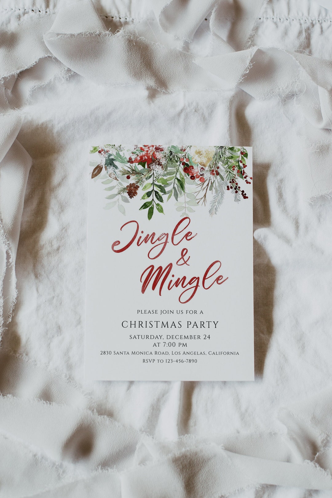 Jingle and Mingle Christmas Party Invitations INSTANT DOWNLOAD Holiday ...