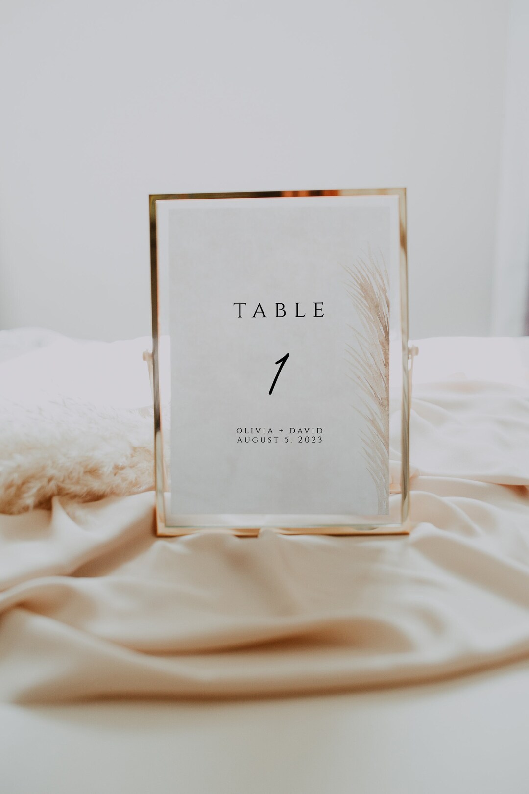 Boho Table Number Card Template, Pampas Grass Table Number, Bohemian ...