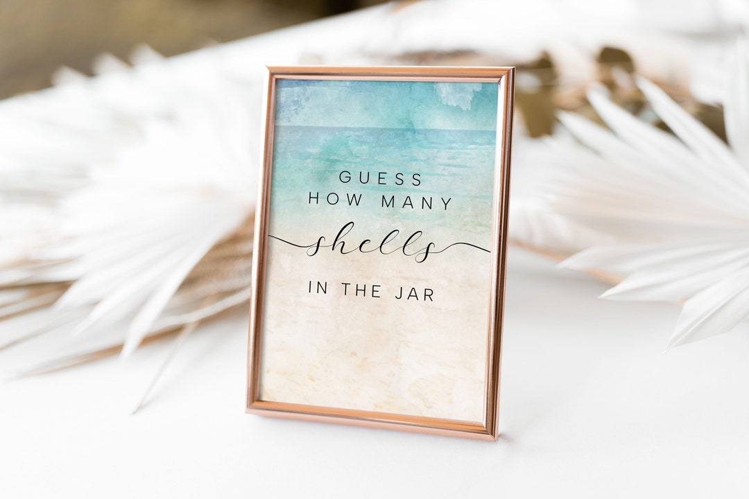 Guess How Many Shells Are in the Jar Game, Beach Bridal Shower Games ...