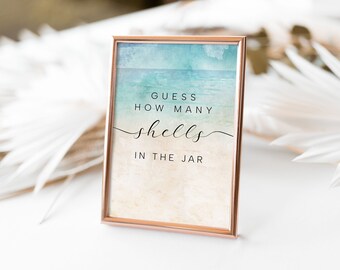 Guess How Many Shells Are in the Jar Game, Beach Bridal Shower Games ...