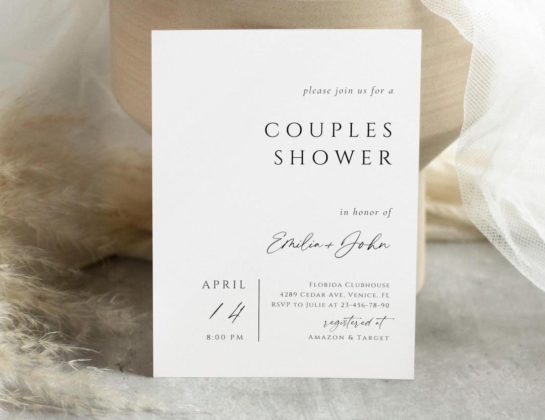 Minimalist Couples Shower Invitation Template, Editable Simple Couples ...